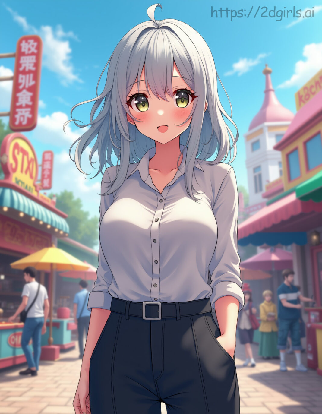 슬랙스는 역시 검은색이 최고죠 | 2dGirls AI Lookbook